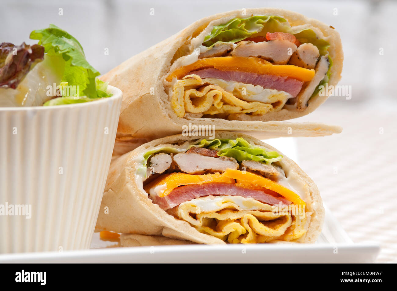 club sandwich pita bread roll Stock Photo - Alamy