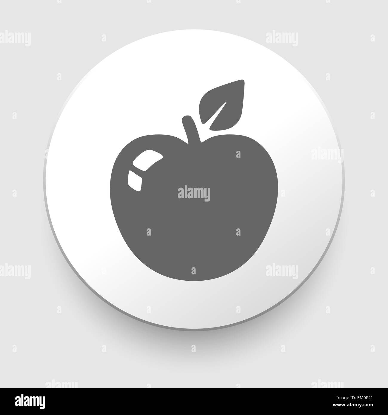 Apple Icon on Round Button Illustration Stock Photo - Alamy