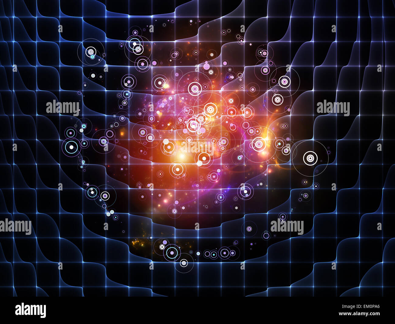 Glow of Particle Grid Stock Photo - Alamy