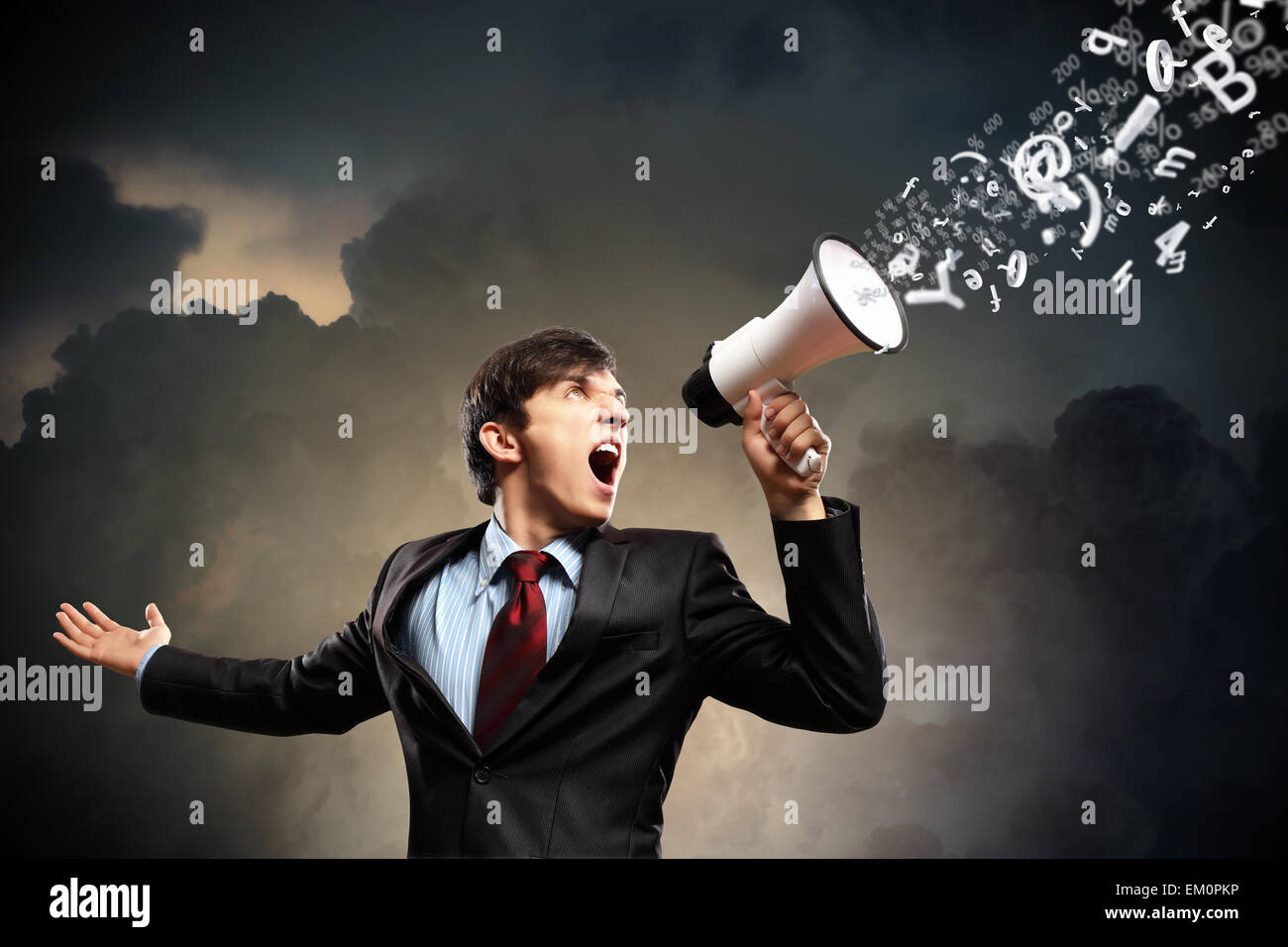 businessman with megaphone Stock Photo - Alamy