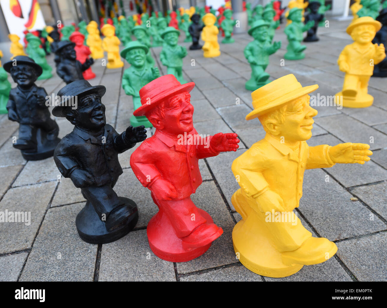 Numerous 'Ampelmaennchen' (lit. little traffic light men) made of ...