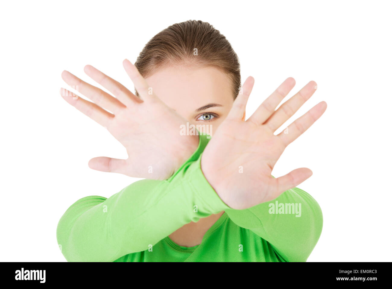 Hold on, Stop gesture Stock Photo - Alamy