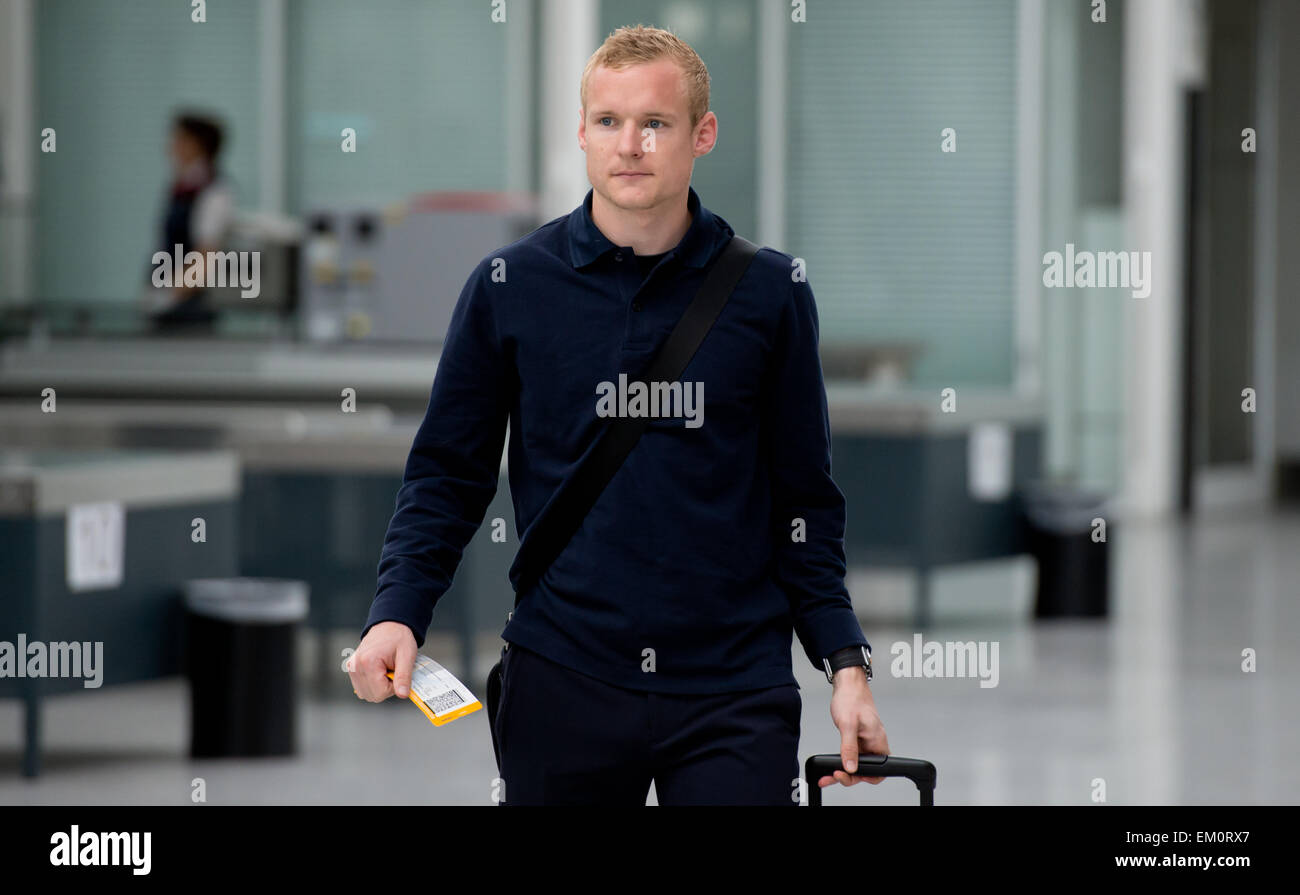 Munich, Germany. 13th Apr, 2015. Bayern Munich's Sebastian Rode arrives ...