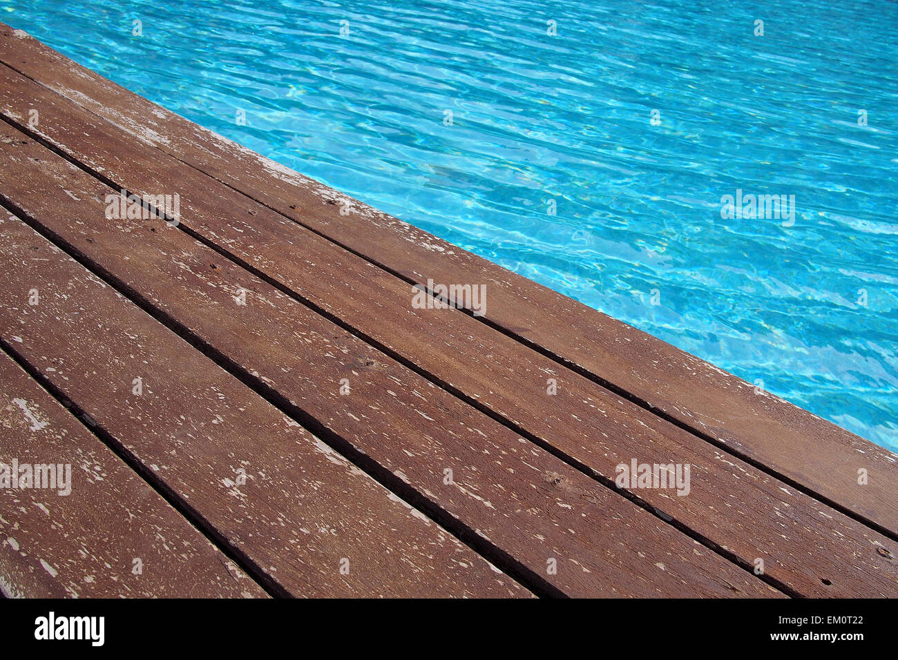 Wooden floor beside swimming pool Stock Photo - Alamy