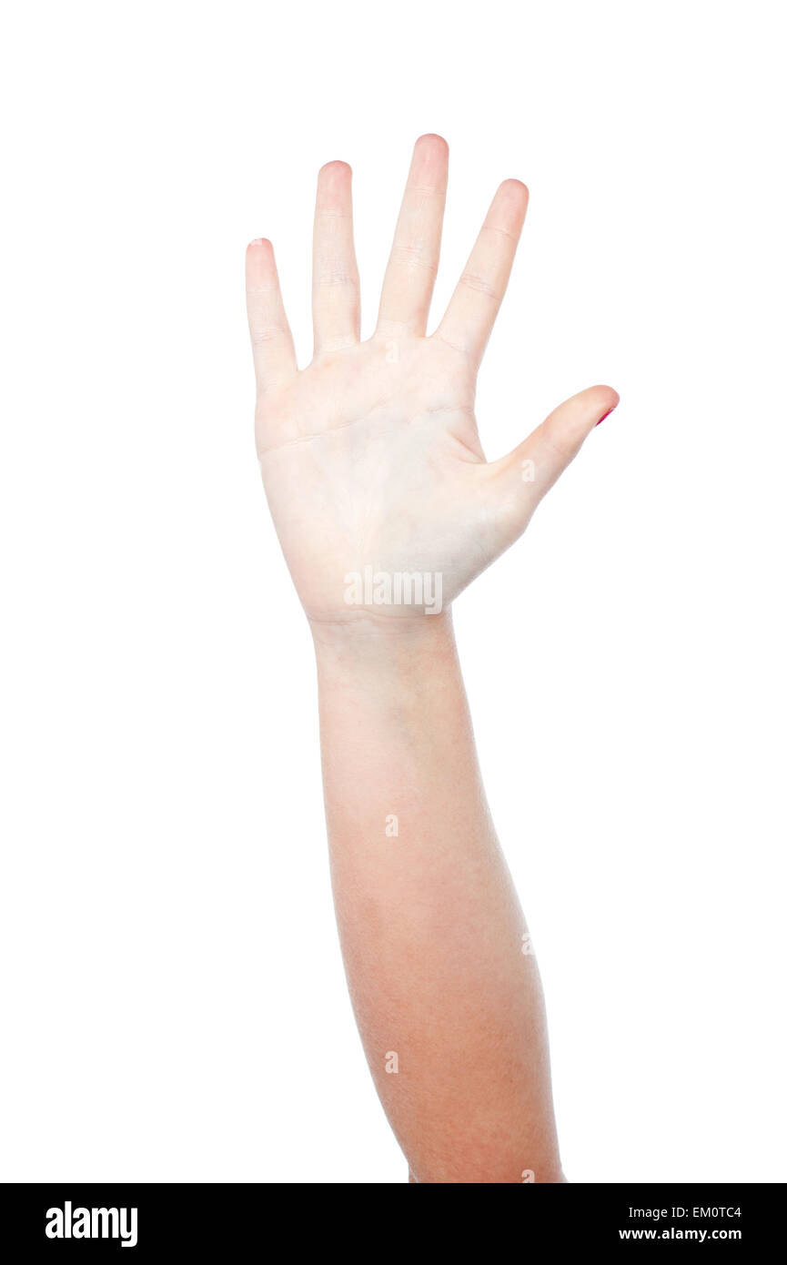 Hand showing number five Stock Photo - Alamy
