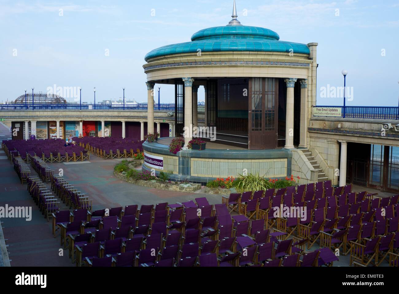 Bandstand at Eastbourne seafront, East Sussex, England. With a few ...
