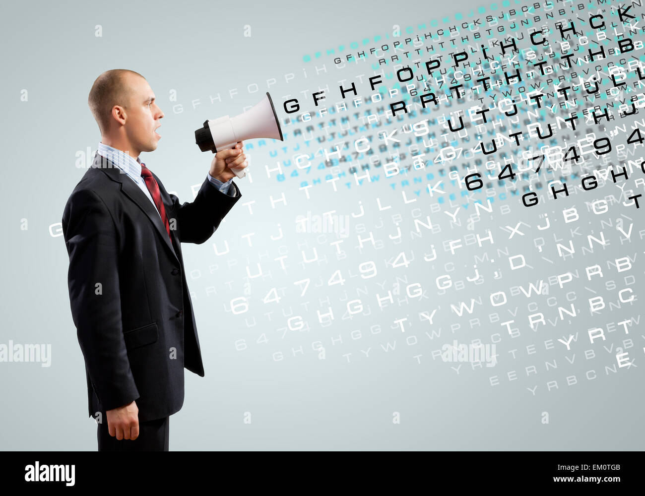 Businessman with megaphone Stock Photo - Alamy