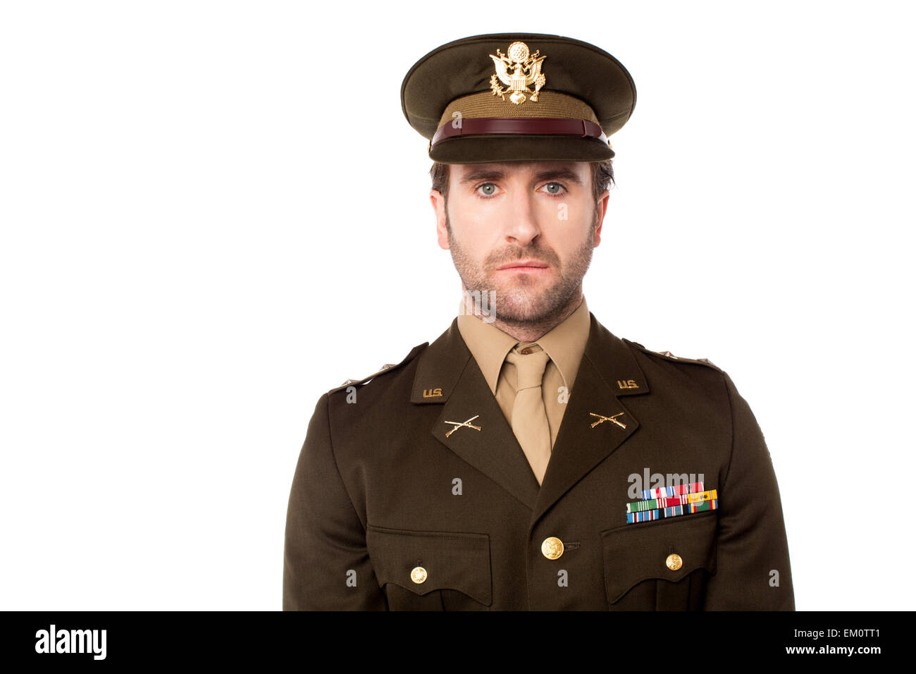 Smart US army man facing camera Stock Photo - Alamy