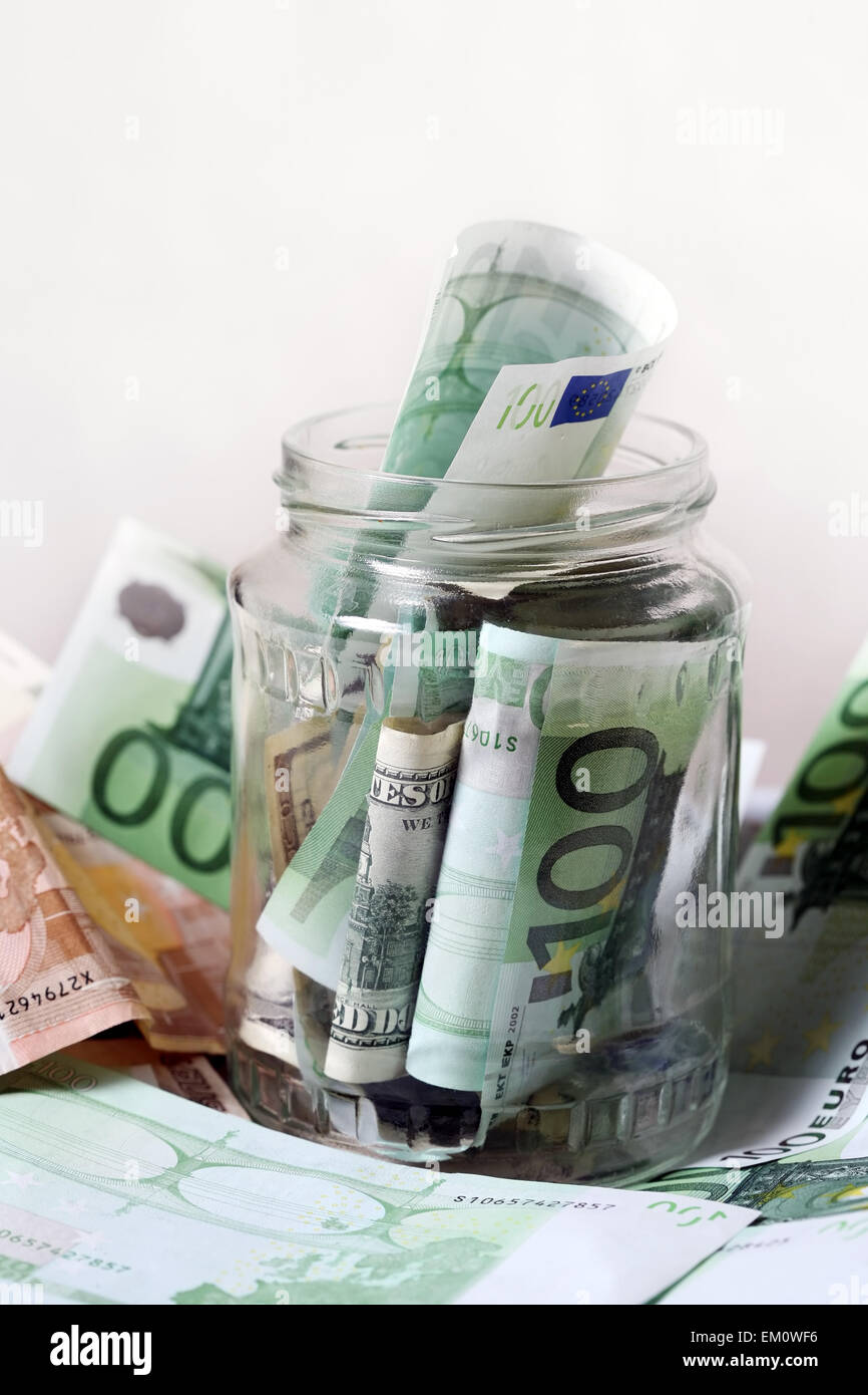 Bank with money Stock Photo - Alamy