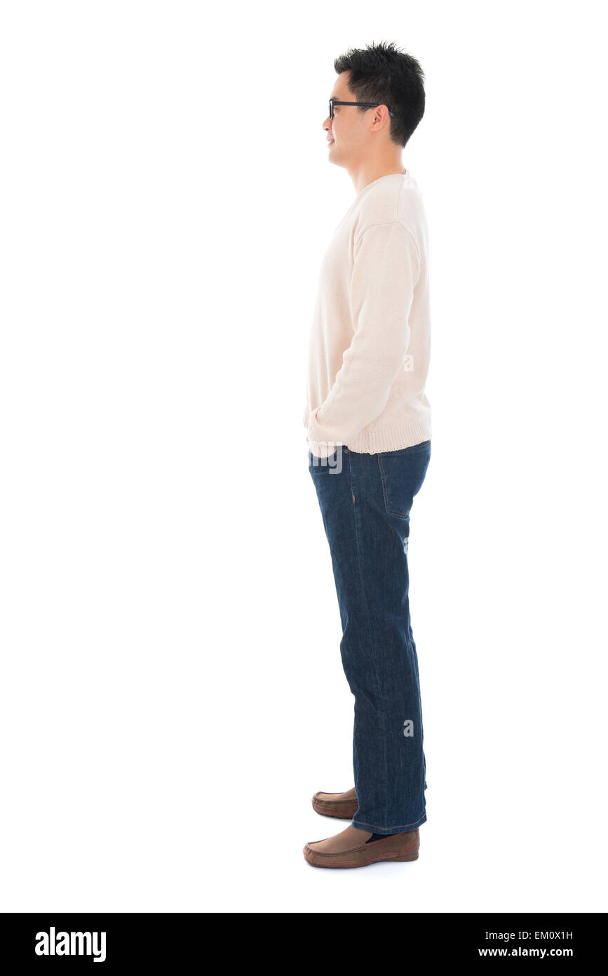 Side view full body casual Asian man Stock Photo - Alamy
