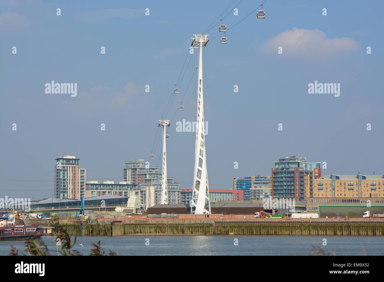 The Emirates Cable Car across River Thames in London, England. From ...
