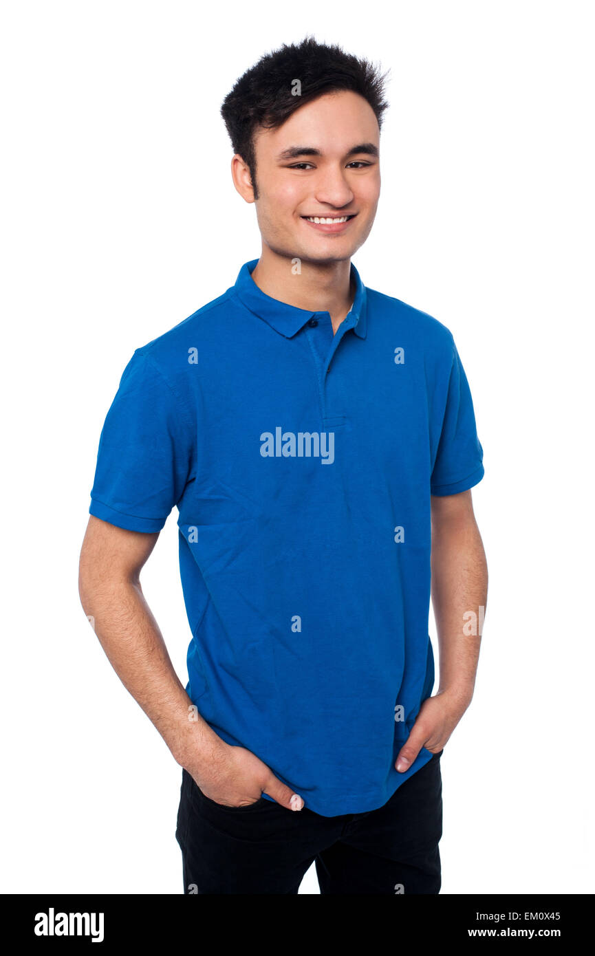 Trendy young smart smiling guy Stock Photo - Alamy