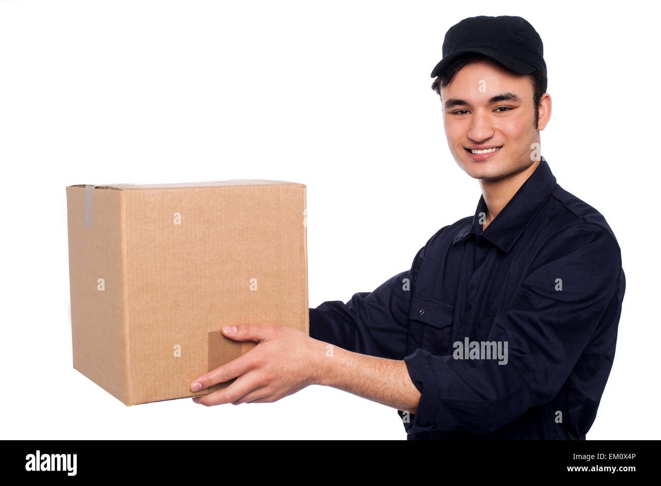 Young boy delivering parcel Stock Photo - Alamy