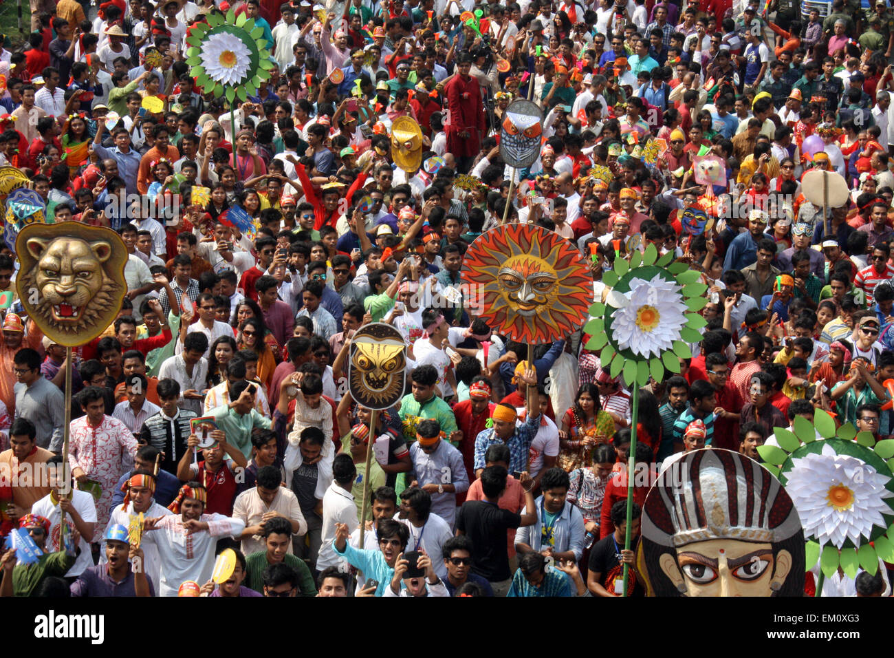 Dhaka, Bangladesh. 14th April, 2015. Revellers attend a rally in ...