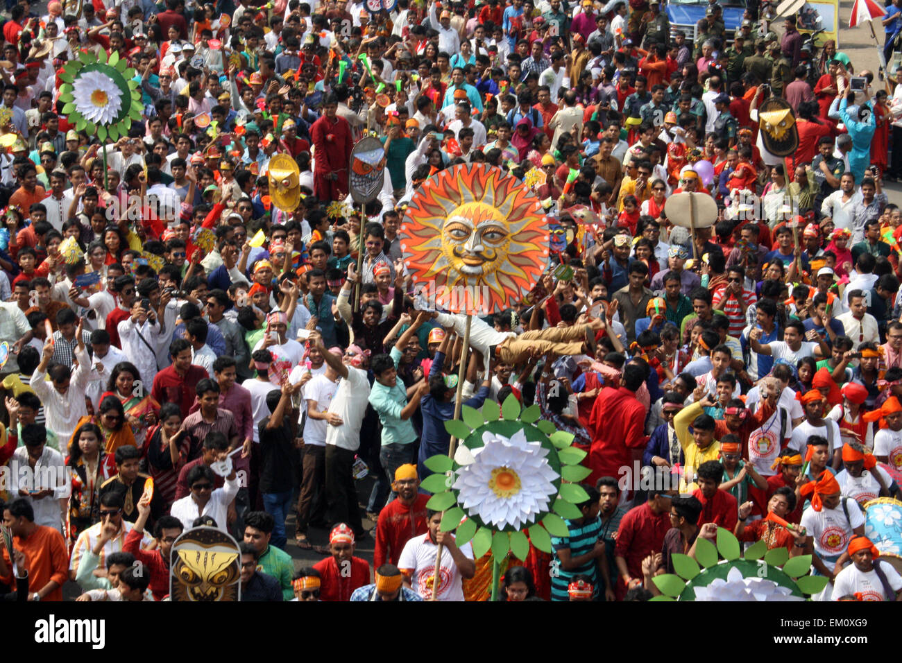 Dhaka, Bangladesh. 14th April, 2015. Revellers attend a rally in ...