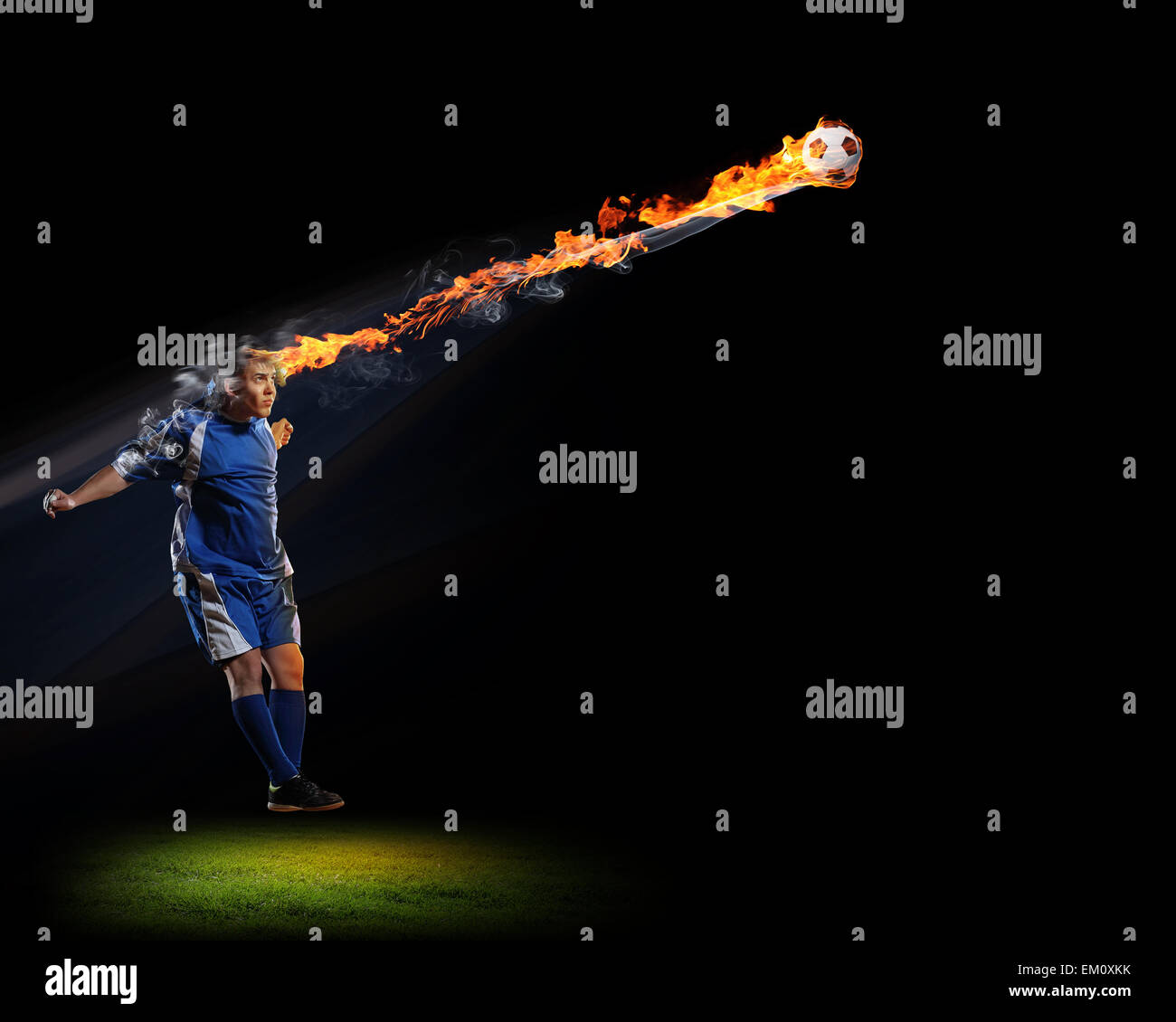 Football player with ball Stock Photo - Alamy