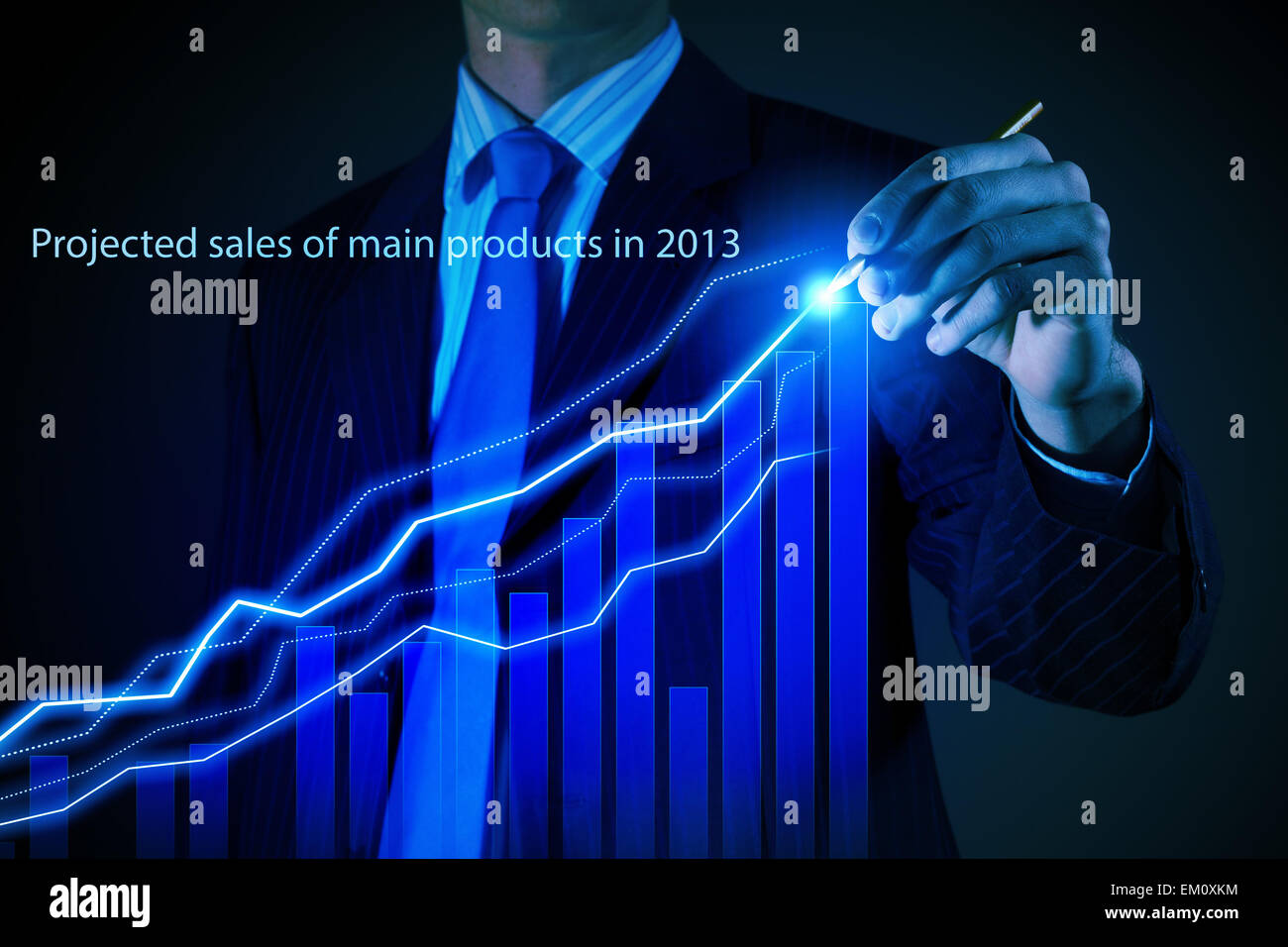 Business man drawing graphics Stock Photo - Alamy