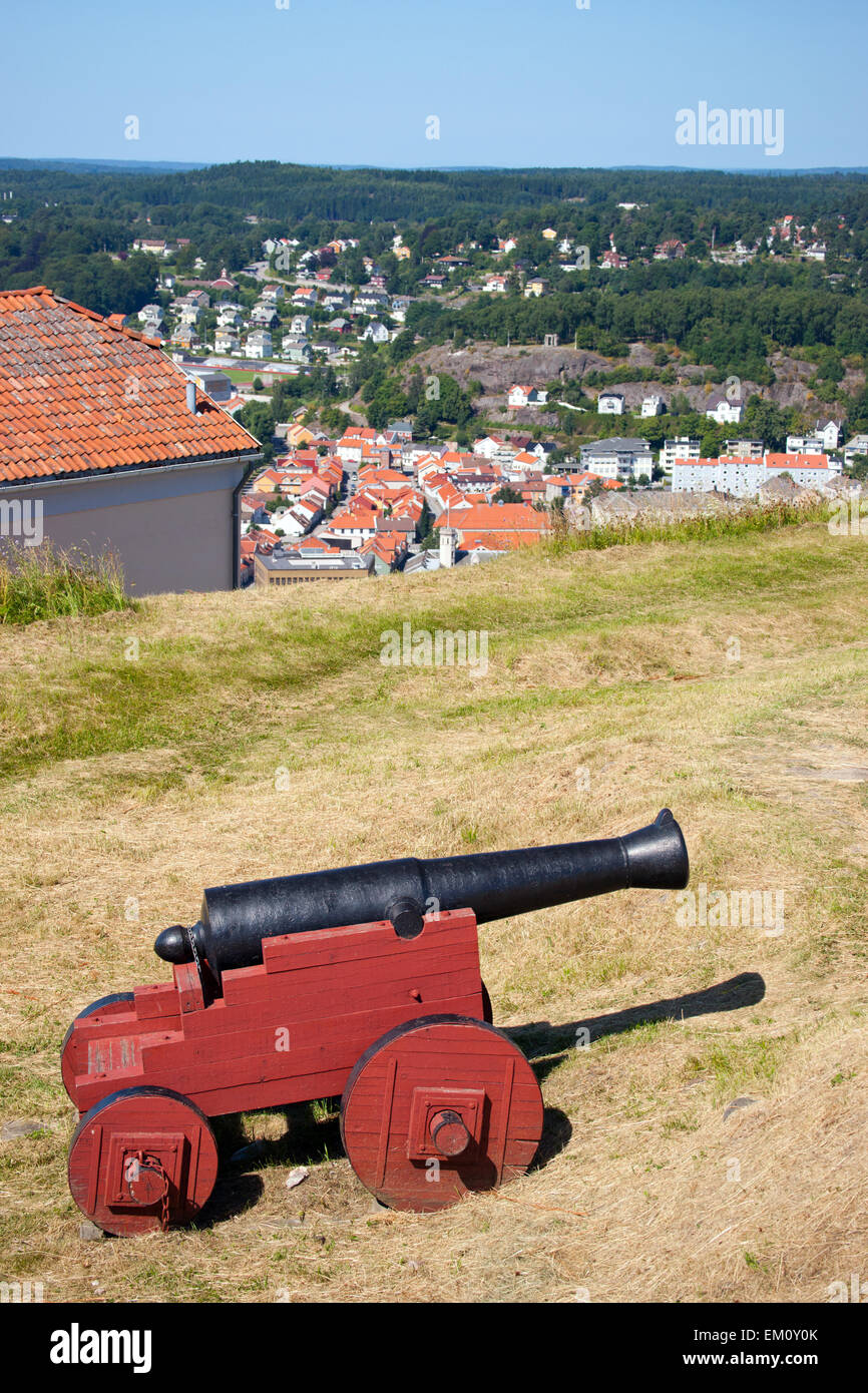 Cannon at Fredriksten Fort and Fredriksten view, Norway Stock Photo - Alamy