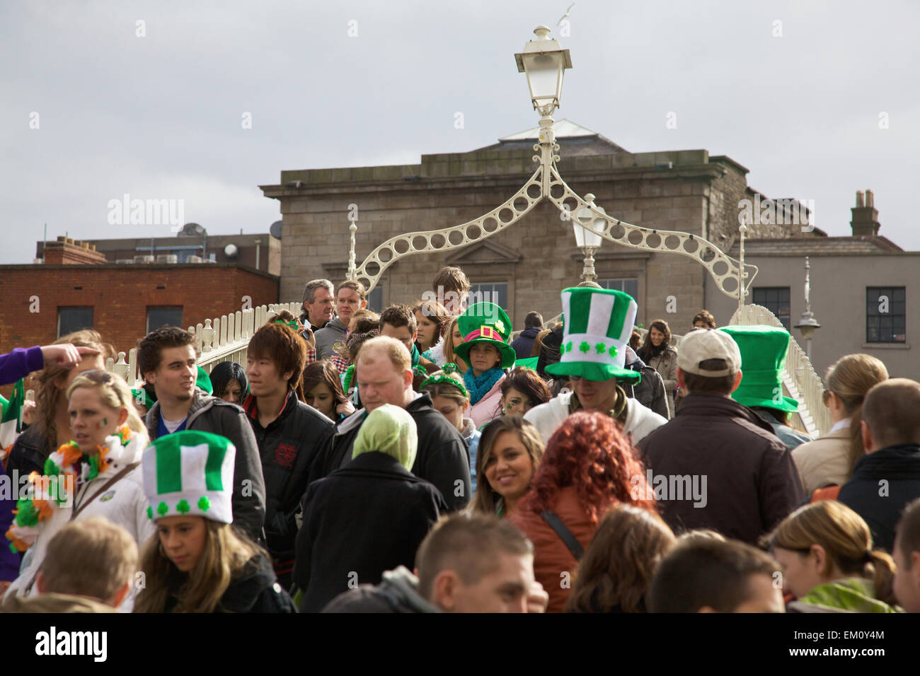 A Crowd Of People Many Having Hats Celebrating Saint Patrick's Day ...