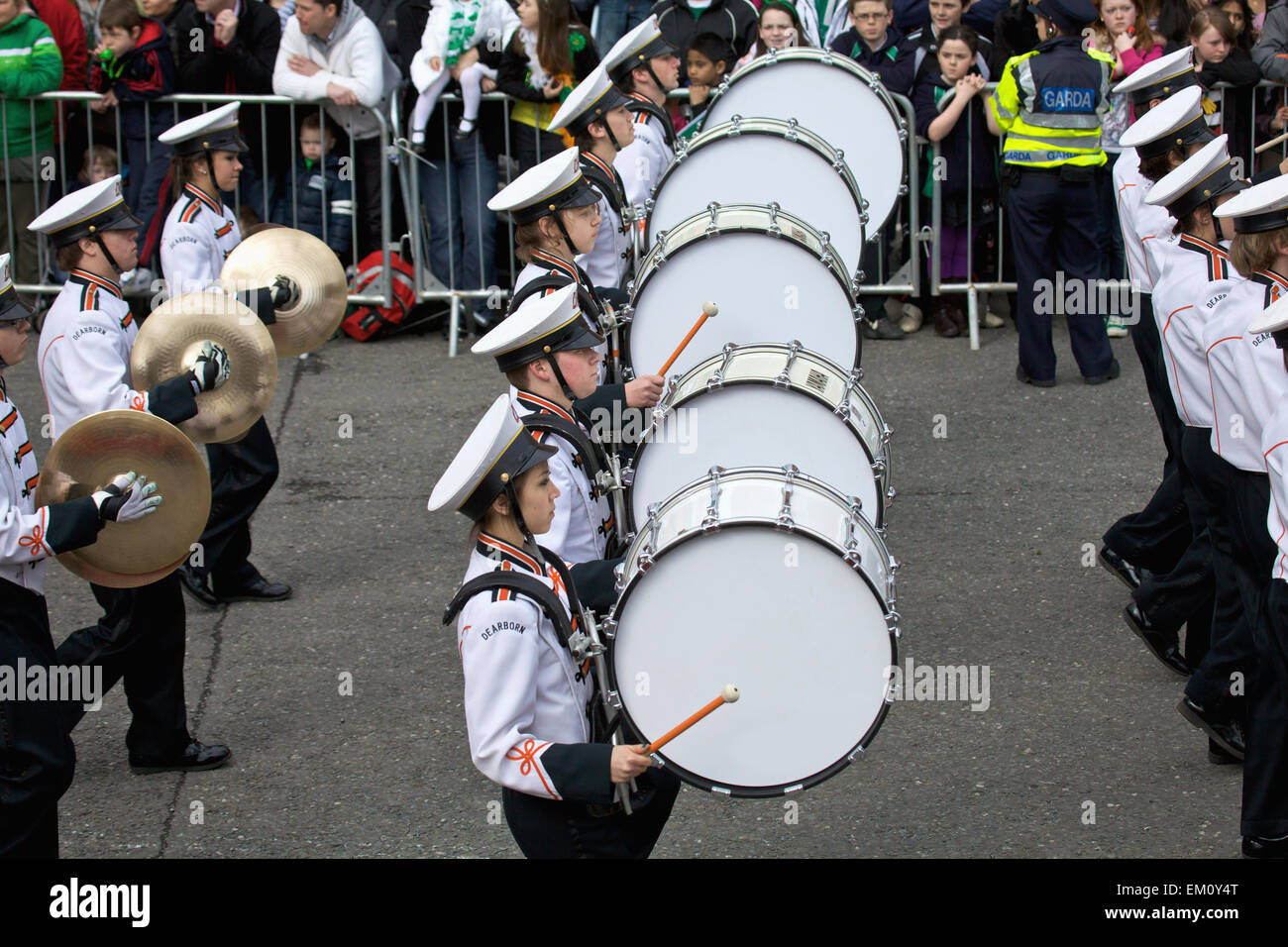 Percussionists In A Marching Band In A Parade; County Dublin Ireland ...