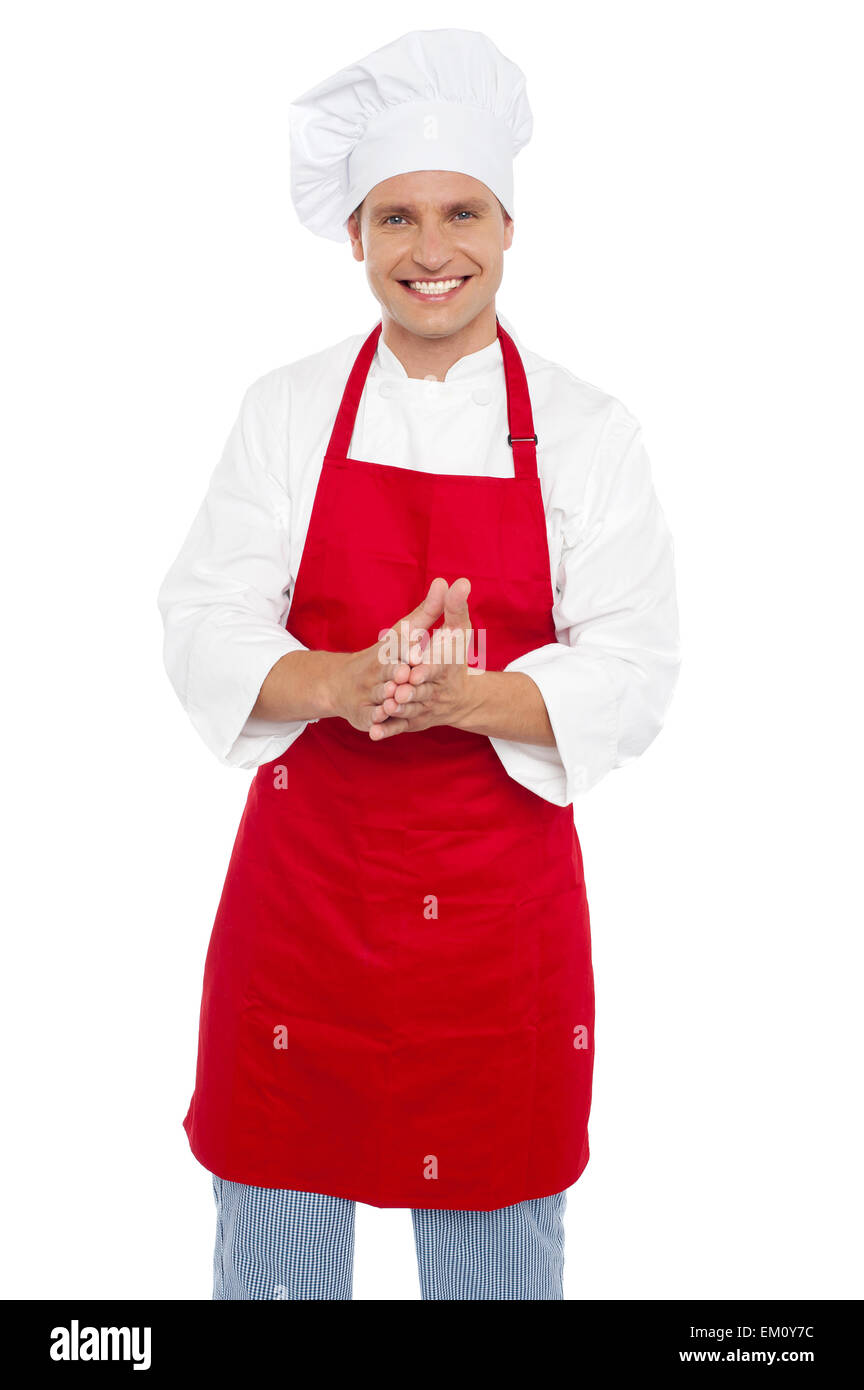 Cheerful confident male chef in proper uniform Stock Photo - Alamy