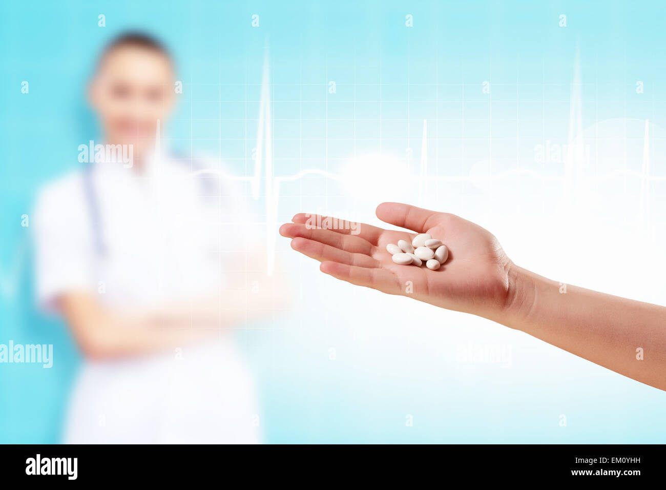 Human palm with pills Stock Photo - Alamy