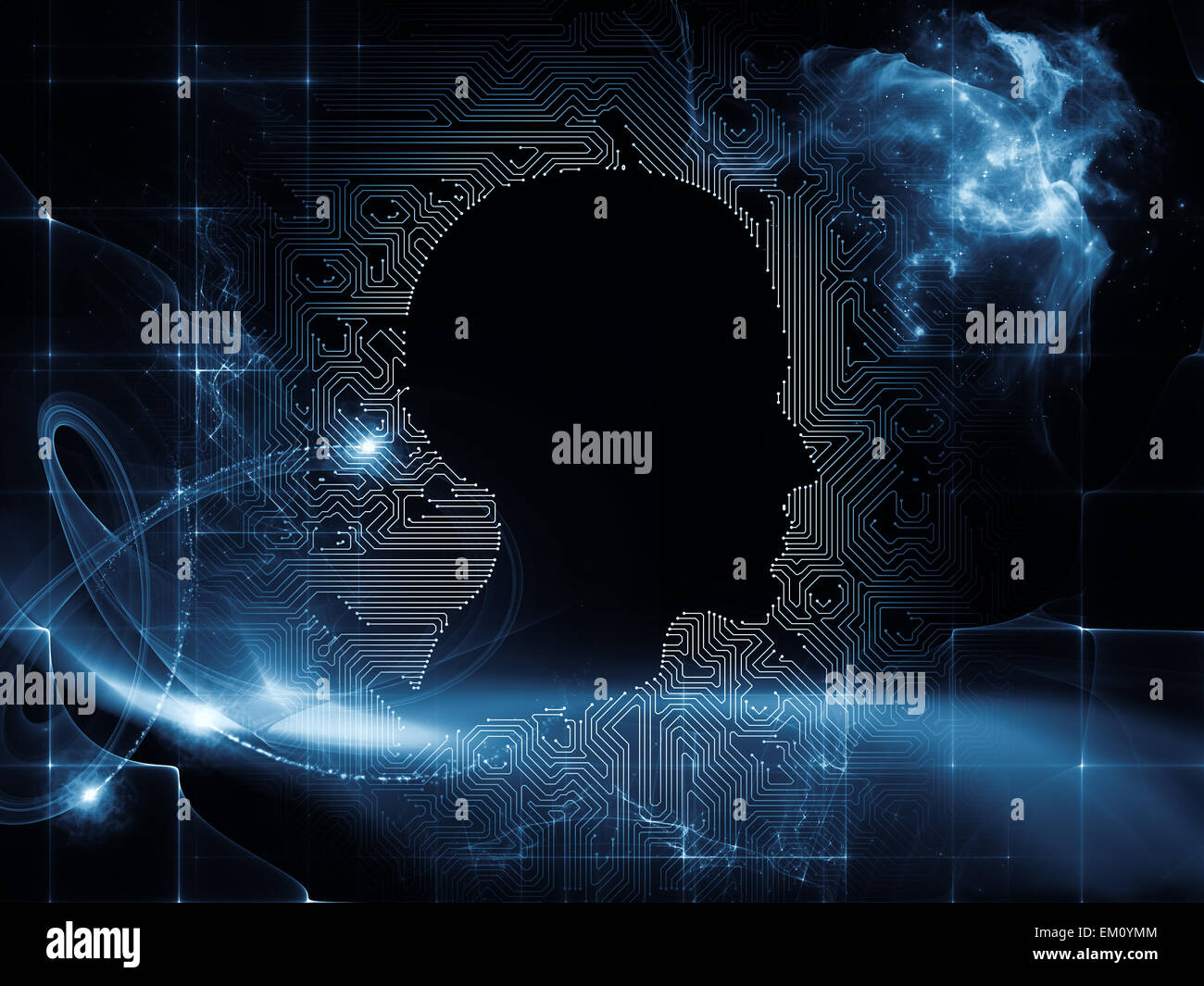 Human brain and circuit board hi-res stock photography and images - Alamy