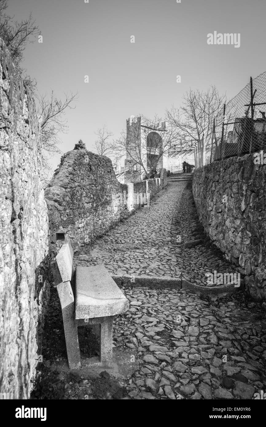 ancient medieval road that leads from the village of Soave (Italy) to ...