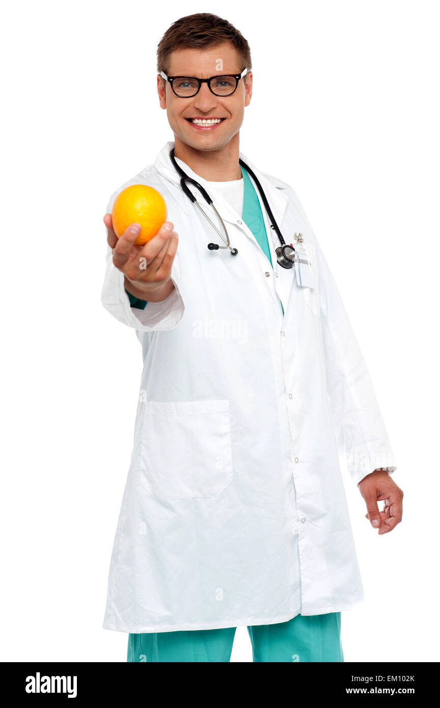 Doctor with orange hi-res stock photography and images - Alamy