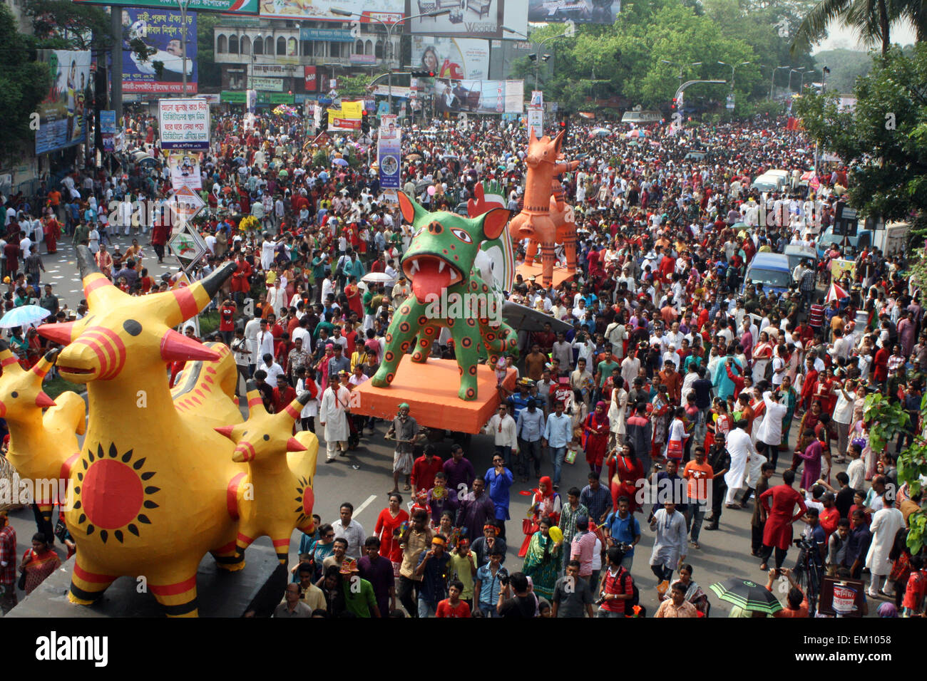 Dhaka, Bangladesh. 14th April, 2015. Revellers attend a rally in ...