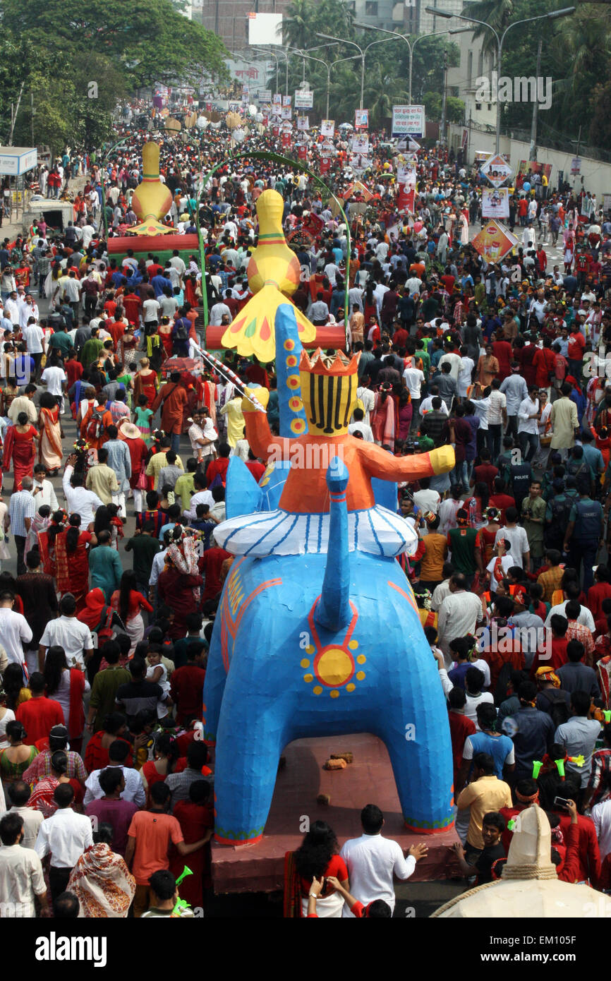 Dhaka, Bangladesh. 14th April, 2015. Revellers attend a rally in ...