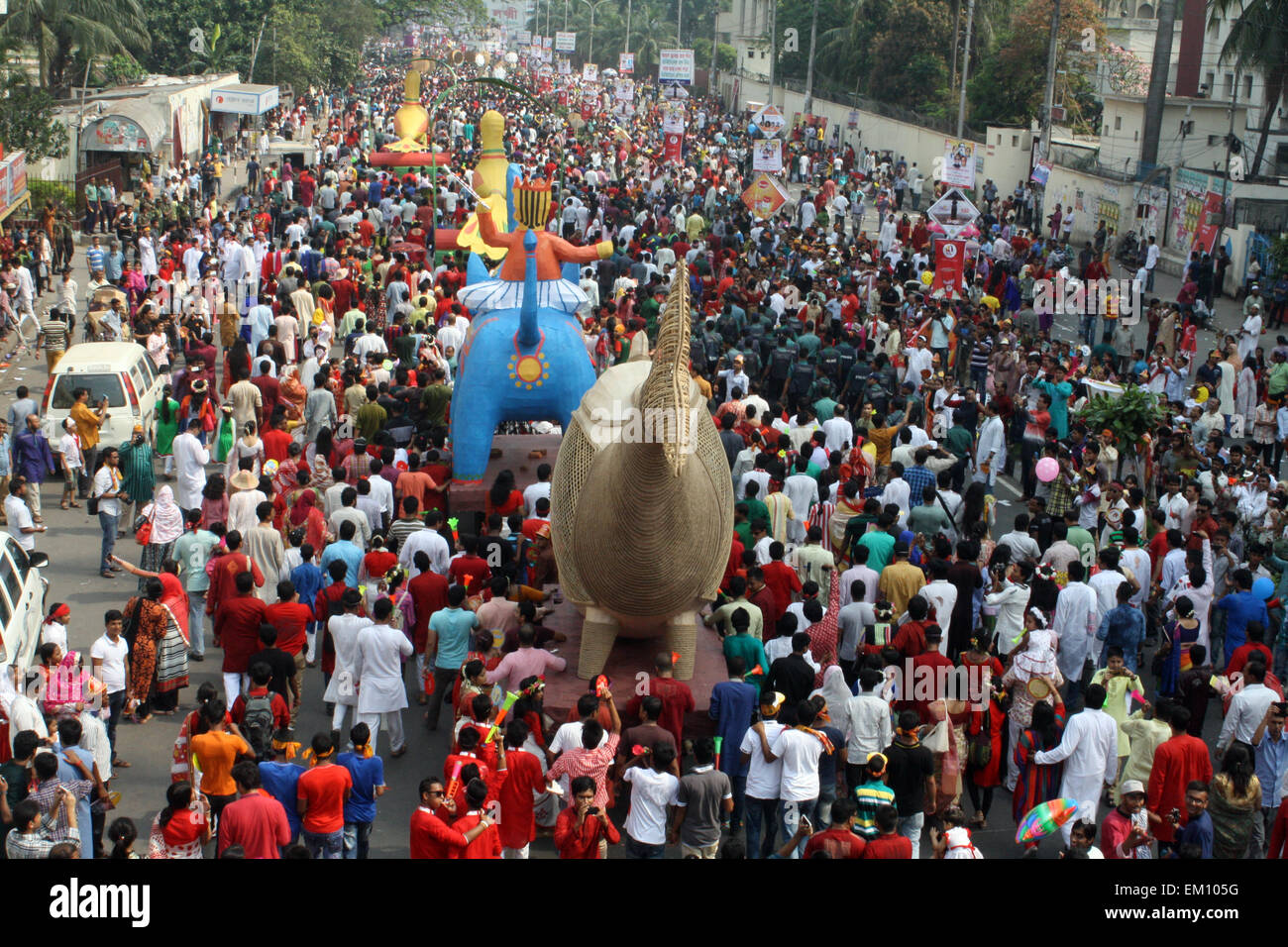 Dhaka, Bangladesh. 14th April, 2015. Revellers attend a rally in ...