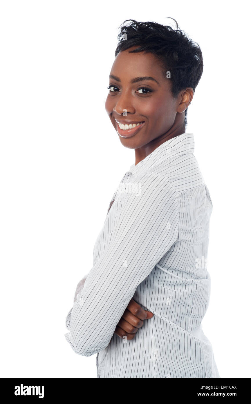 Smiling confident female secretary Stock Photo - Alamy