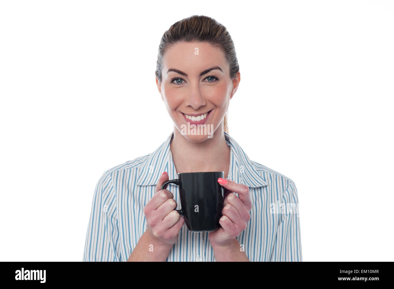 Pretty lady enjoying coffee Stock Photo - Alamy