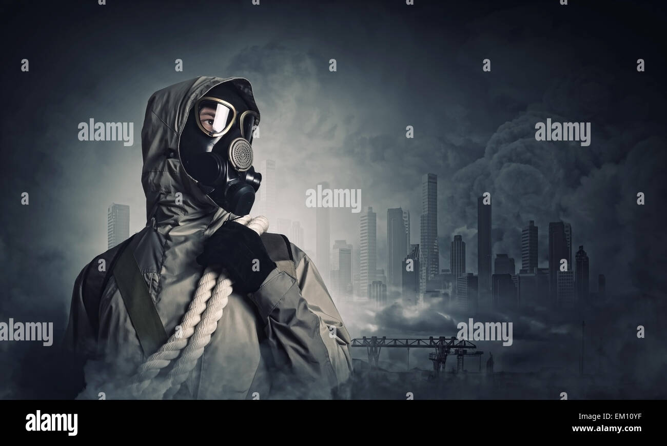 Stalker in gas mask Stock Photo - Alamy