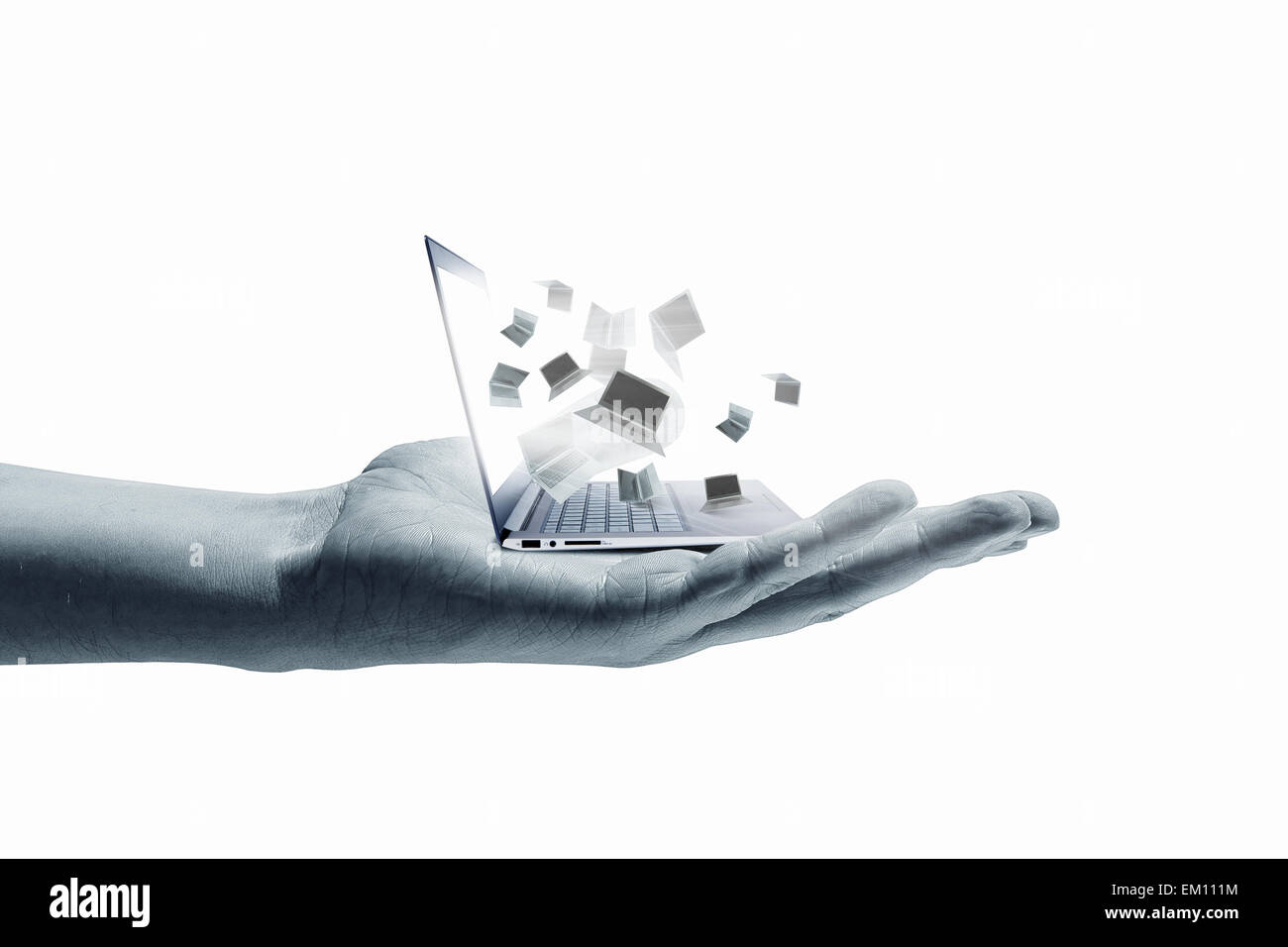 Laptops in hand Stock Photo - Alamy