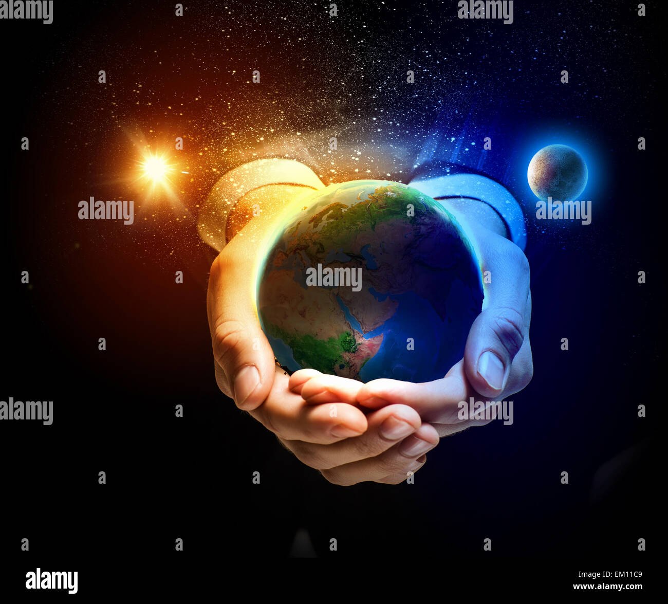 Earth planet in hands Stock Photo - Alamy