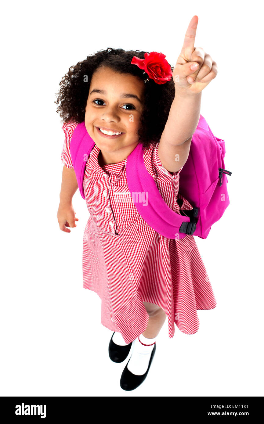 Aerial shot of charming pretty school kid Stock Photo - Alamy