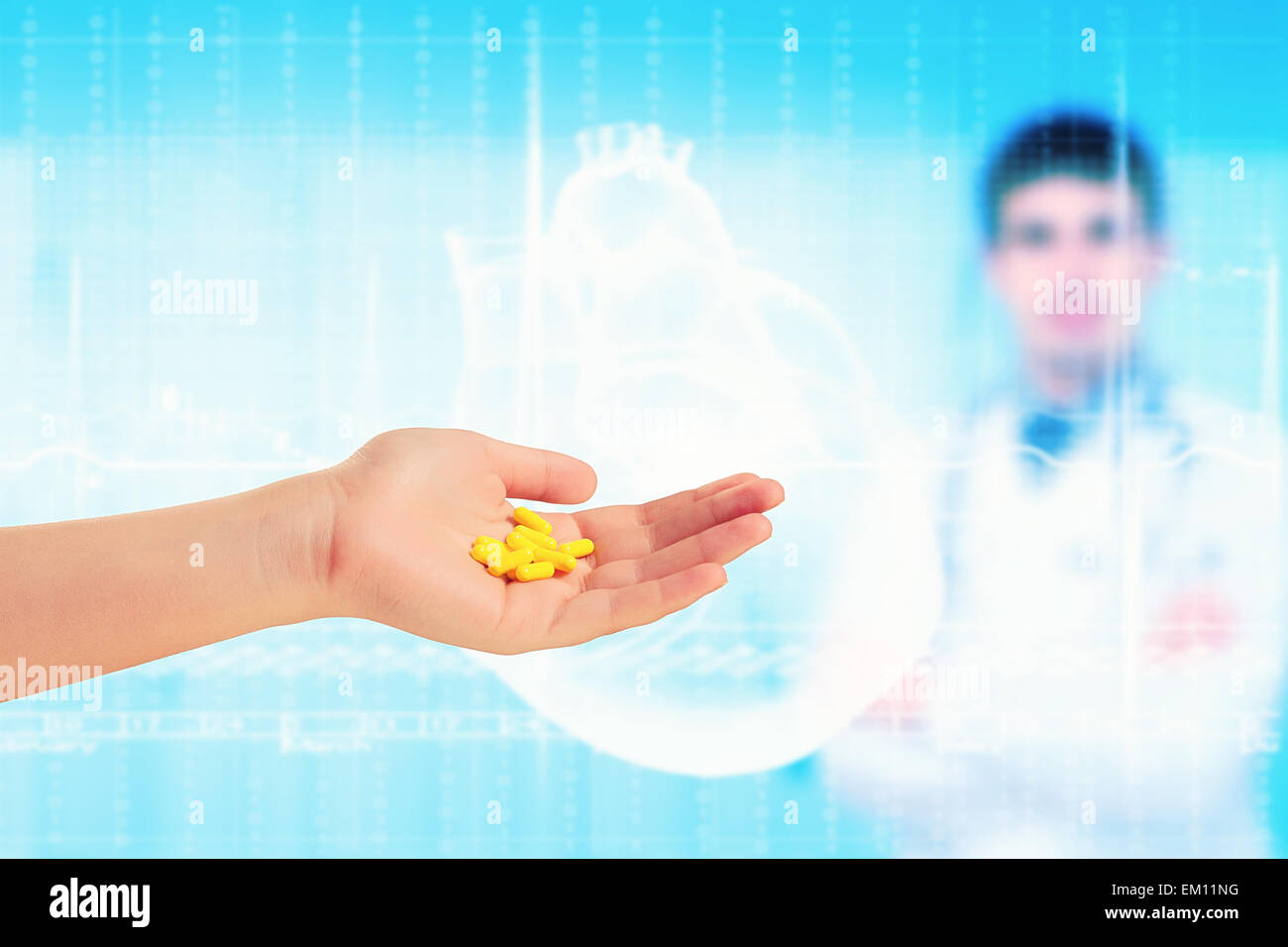 Human palm with pills Stock Photo - Alamy