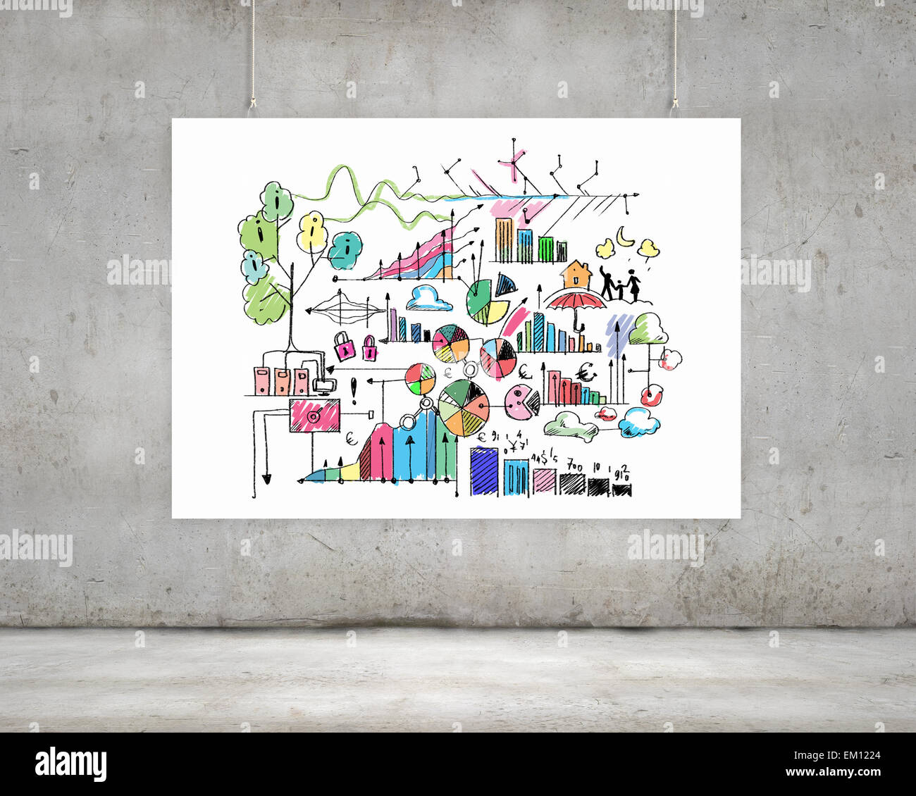 White banner with plan Stock Photo - Alamy