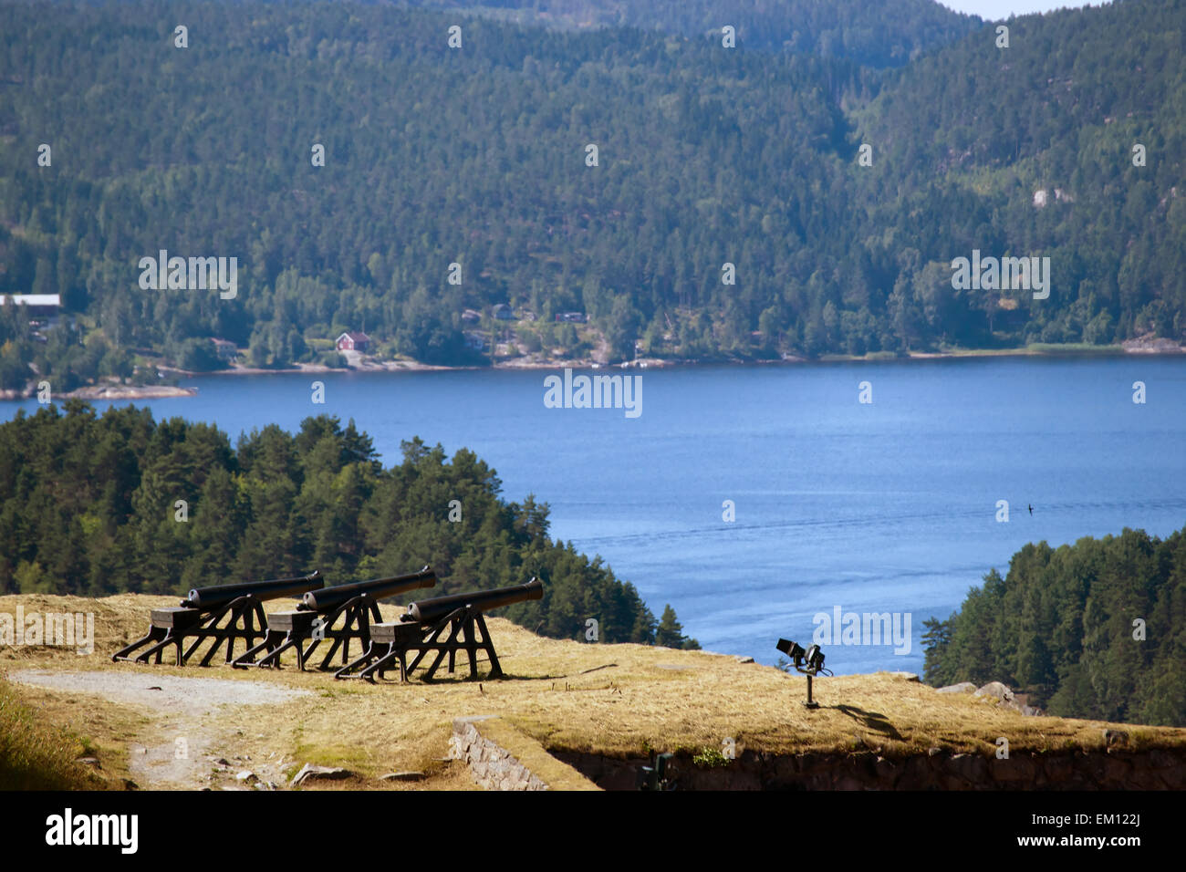 Cannon at Fredriksten Fort and Fredriksten view, Norway Stock Photo - Alamy
