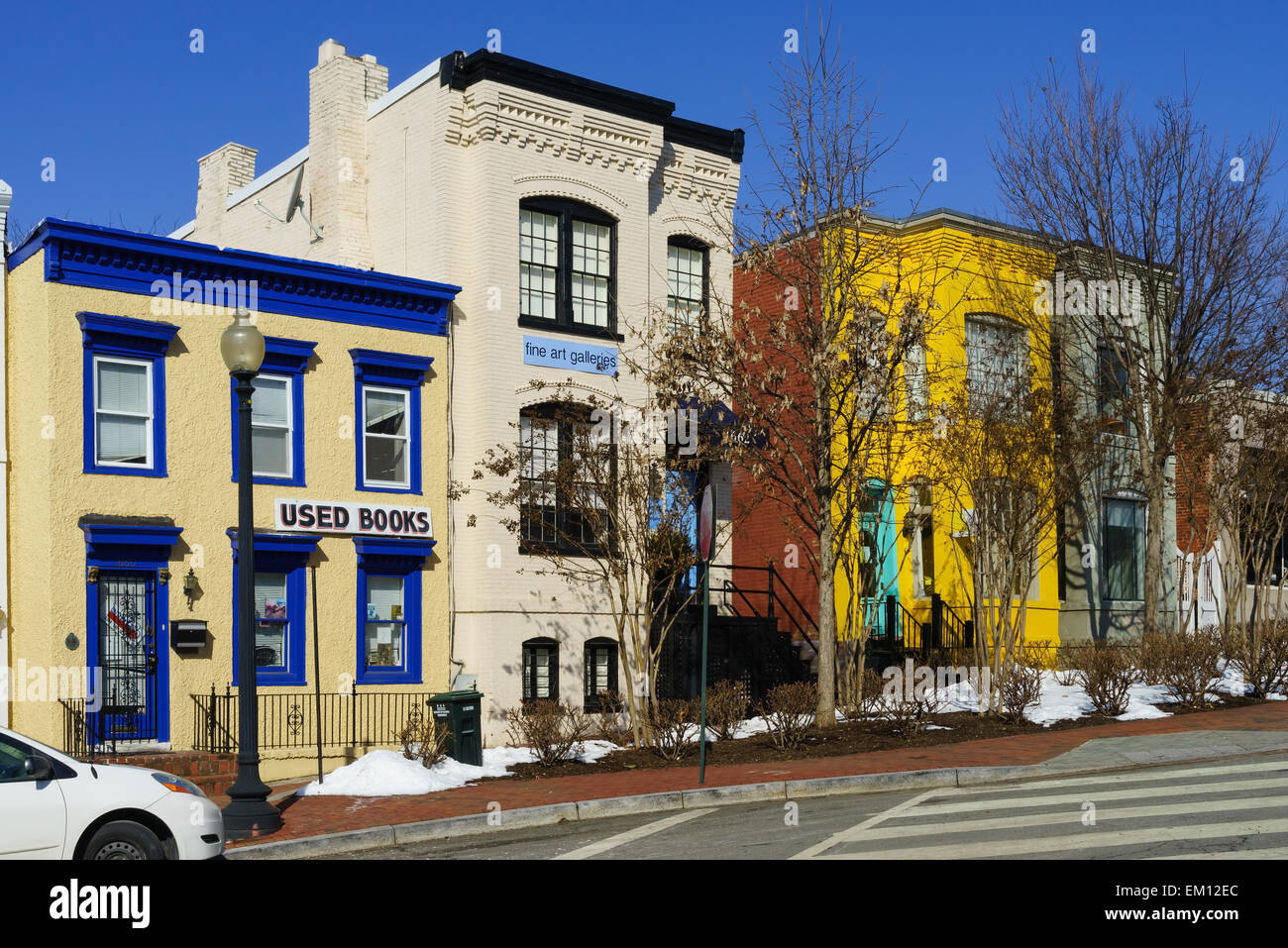 Colourful old houses in the historic area of Georgetown, Washington DC ...