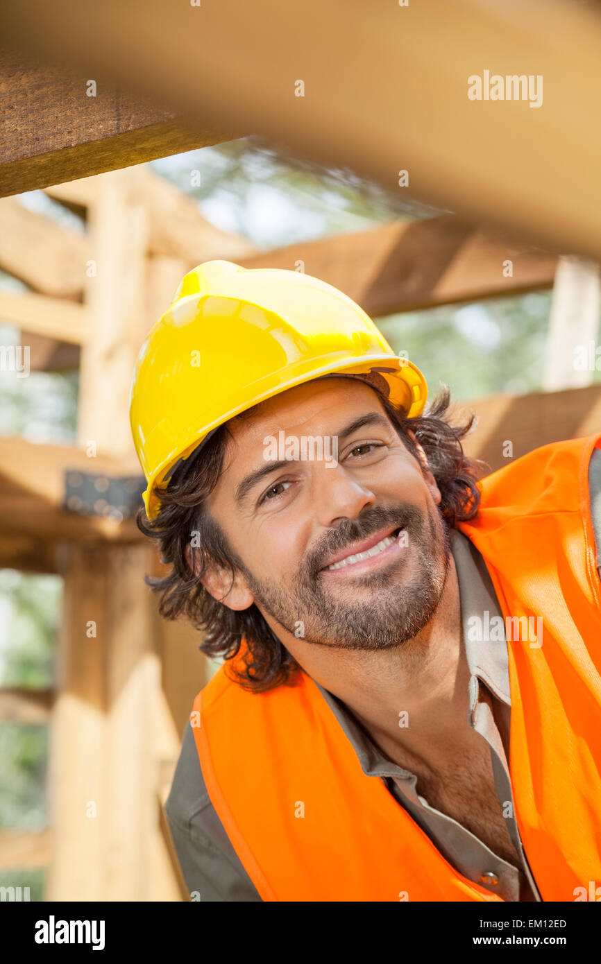 Smiling Construction Worker At Site Stock Photo - Alamy