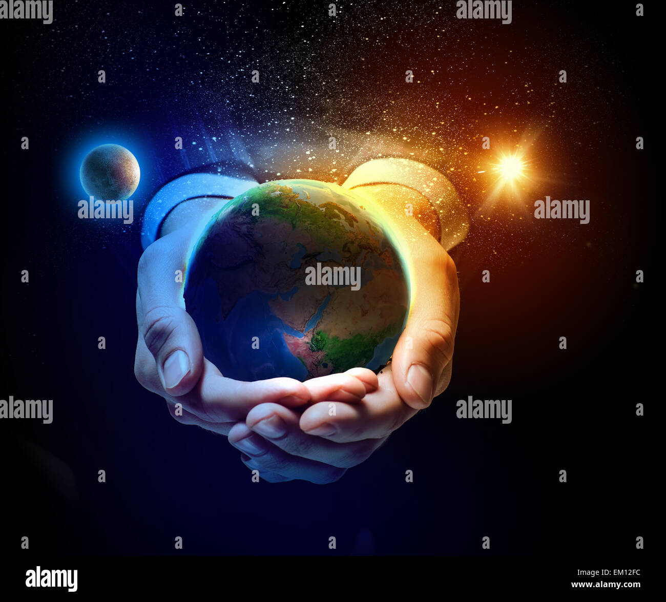 Earth planet in hands Stock Photo - Alamy