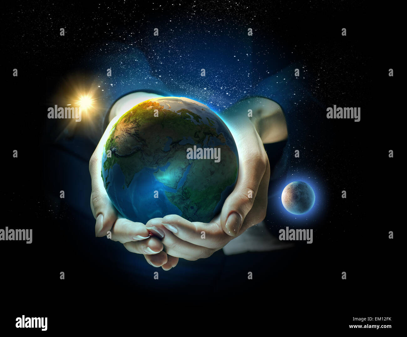 Earth planet in hands Stock Photo - Alamy