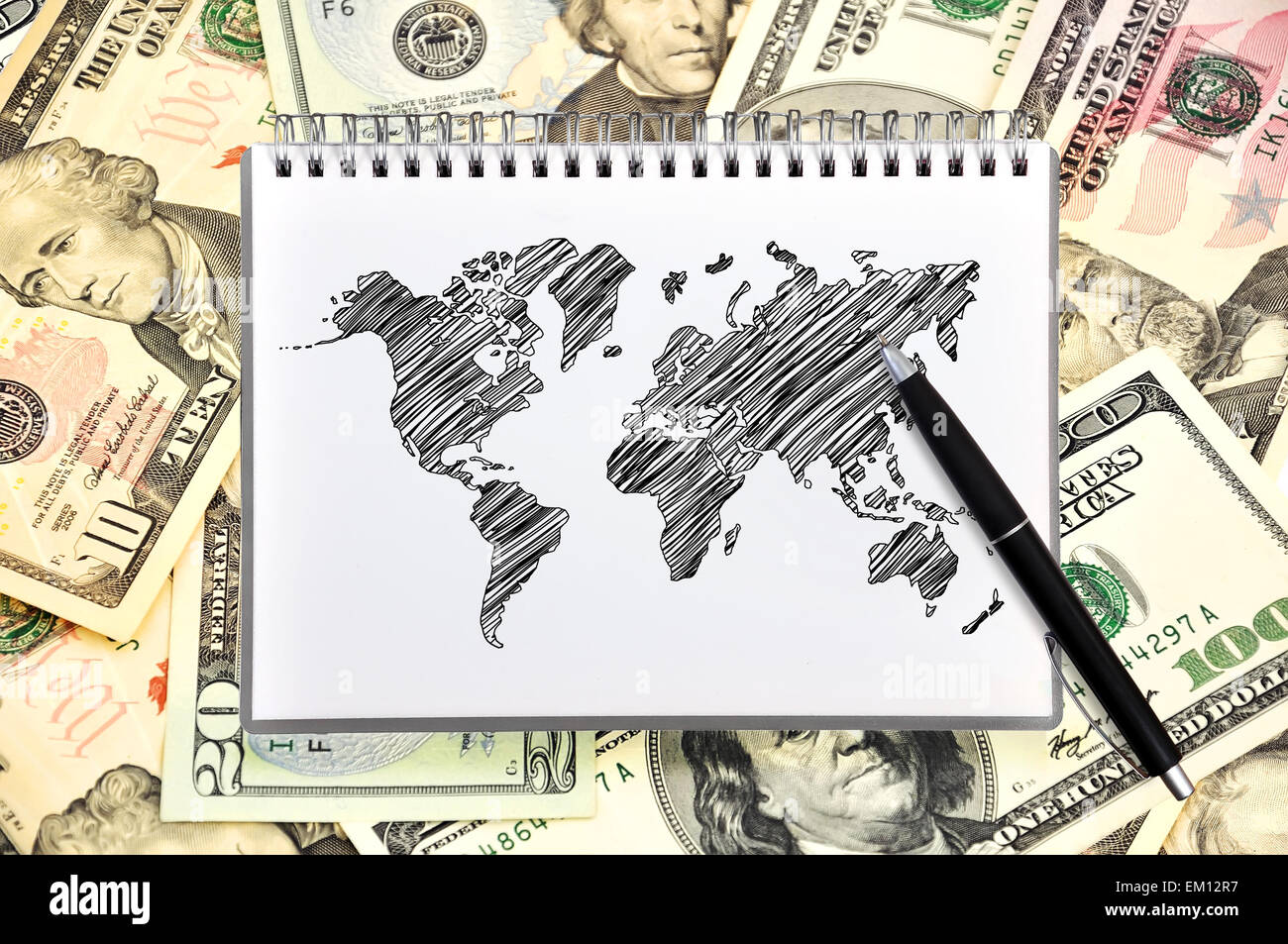 note book with map Stock Photo - Alamy