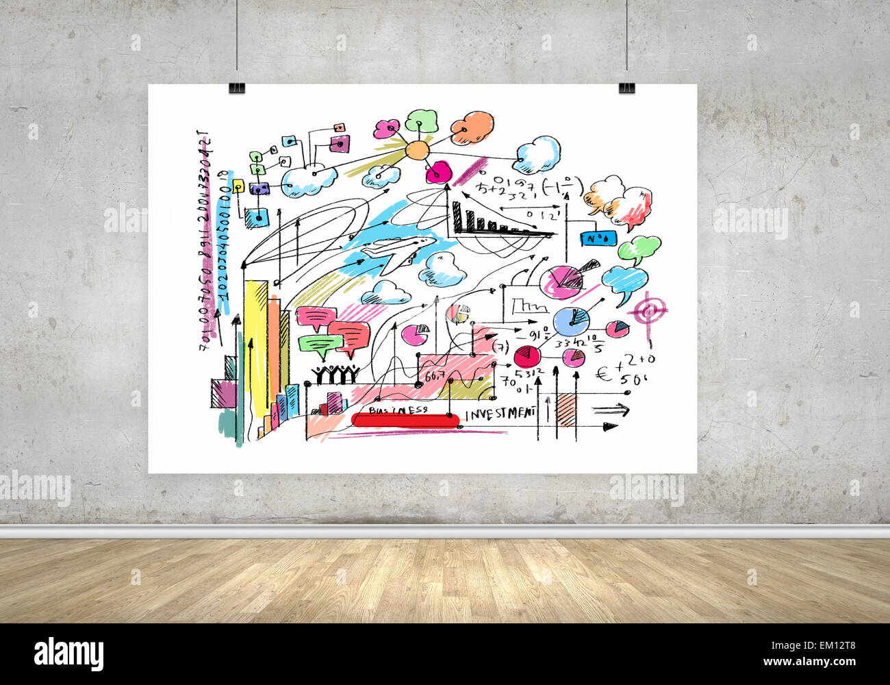 White banner with plan Stock Photo - Alamy