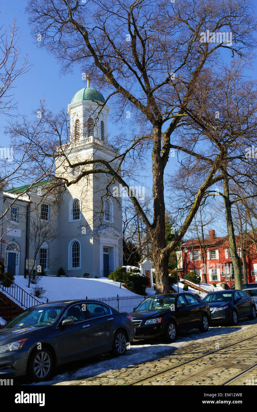 Colorful old houses in the historic area of Georgetown, Washington DC ...