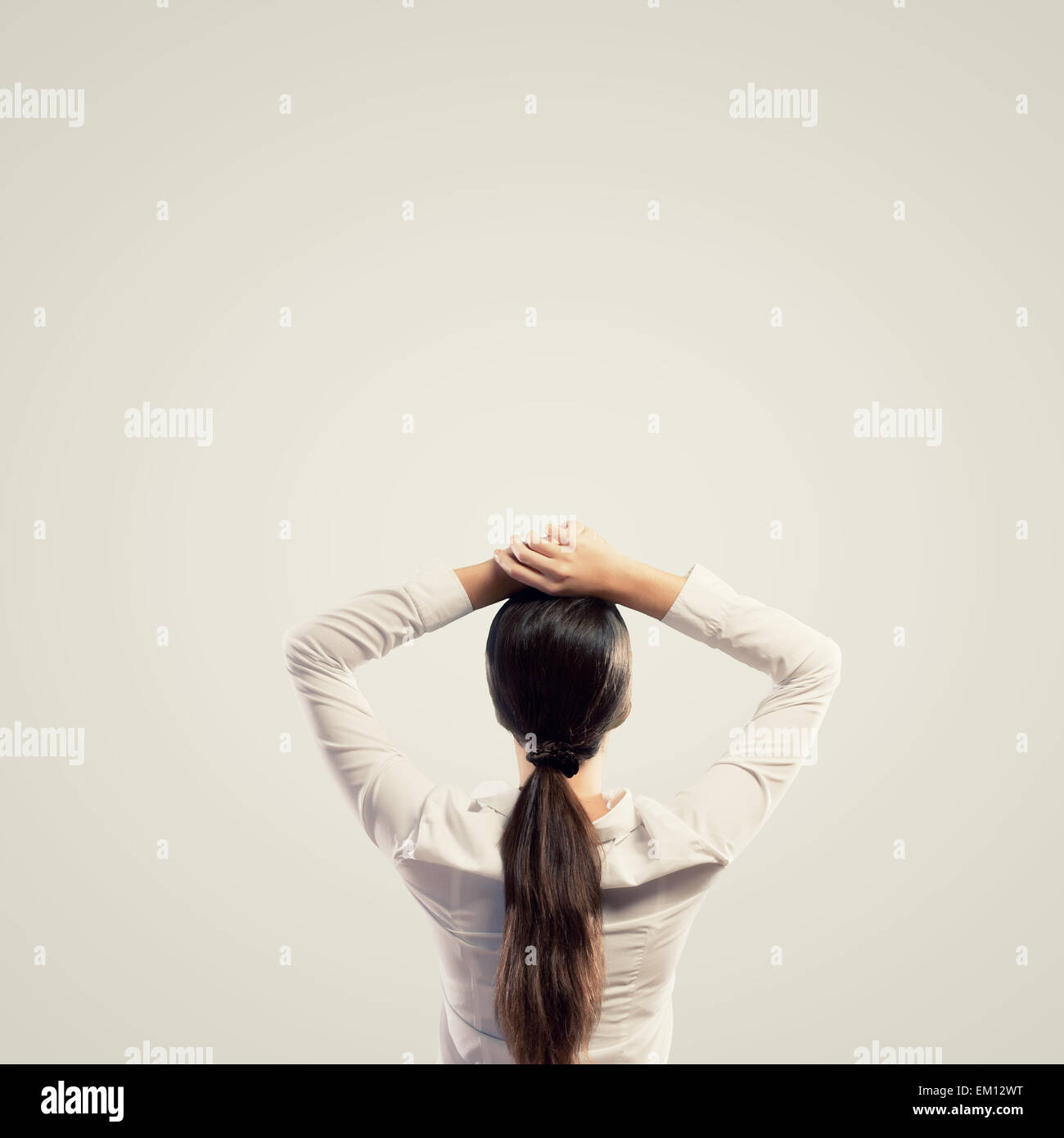 Female standing arms above head hi-res stock photography and images - Alamy