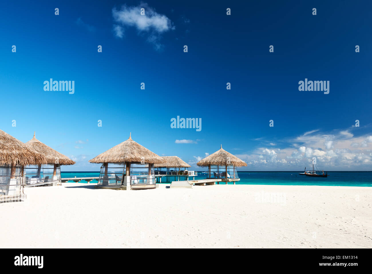 Beautiful beach with jetty Stock Photo - Alamy